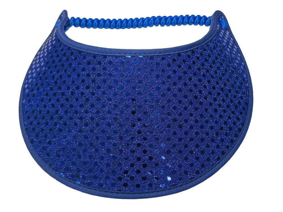 Royal Blue confetti glitz wide brim foam sun visor: – www.ladiessunvisors.com