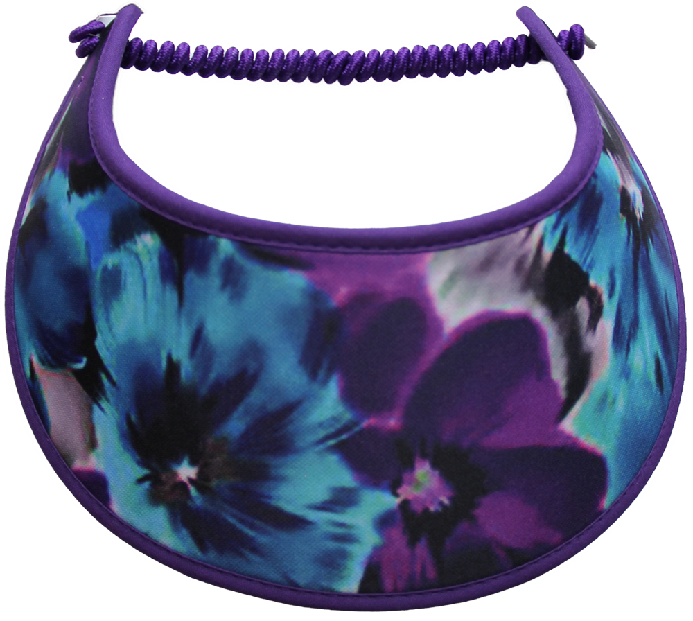 N087 Floral Design Sun Visor in Purple, Teal & Grey – www ...